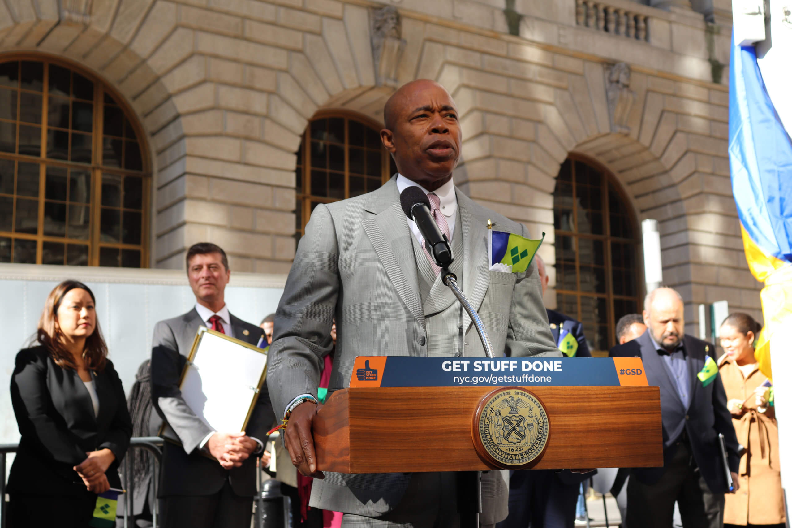 Historic raising of Vincy flag, lighting of national colors on Empire ...