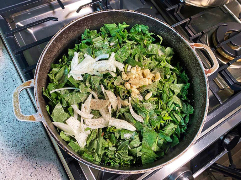 Chorai Bhagi (Jamaican Callaloo) with Stewed Chicken – Caribbean Life